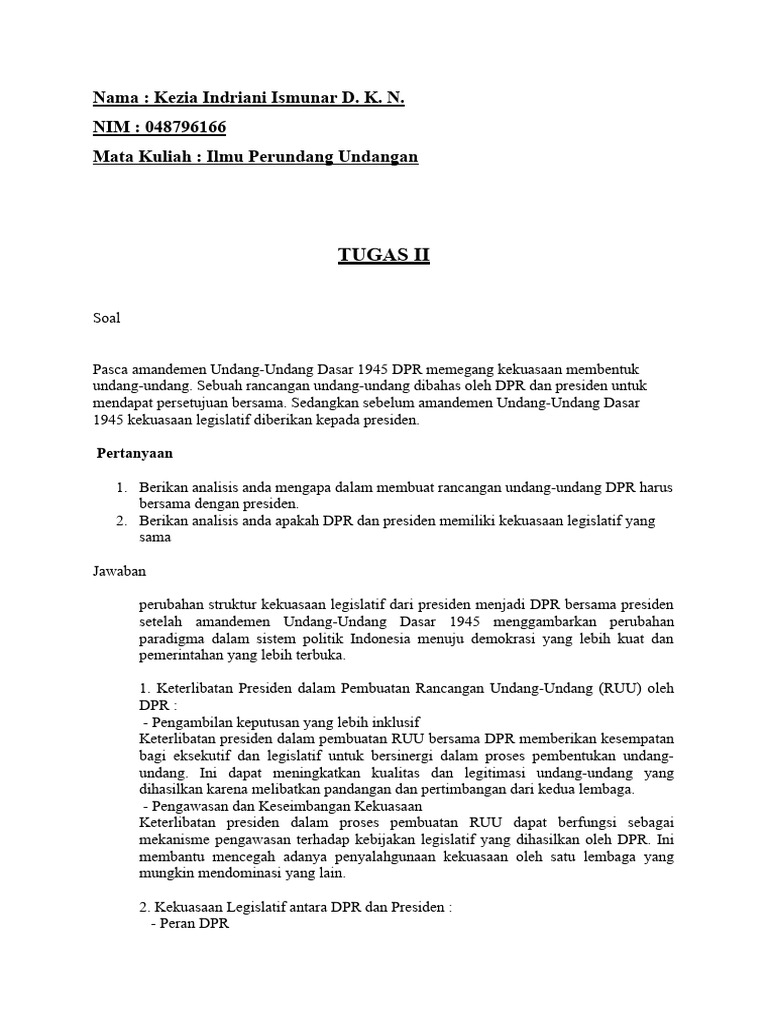 Tugas 2 - Ilmu Perundang Undangan | PDF | Politik