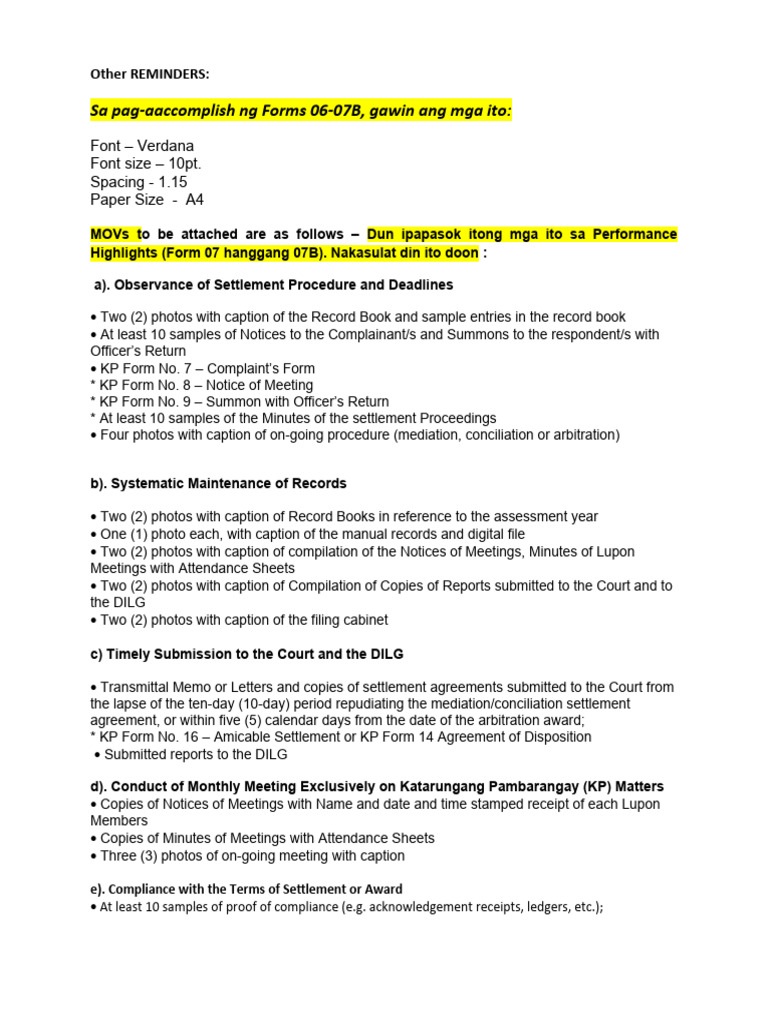 5 Ltia Other Reminders | PDF