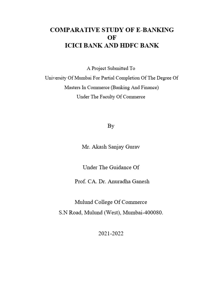 Akash Gurav - Comparative Study of E - Banking of HDFC Bank and ICICI ...