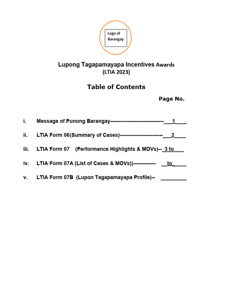 2 LTIA 2023 Table of Contents | PDF