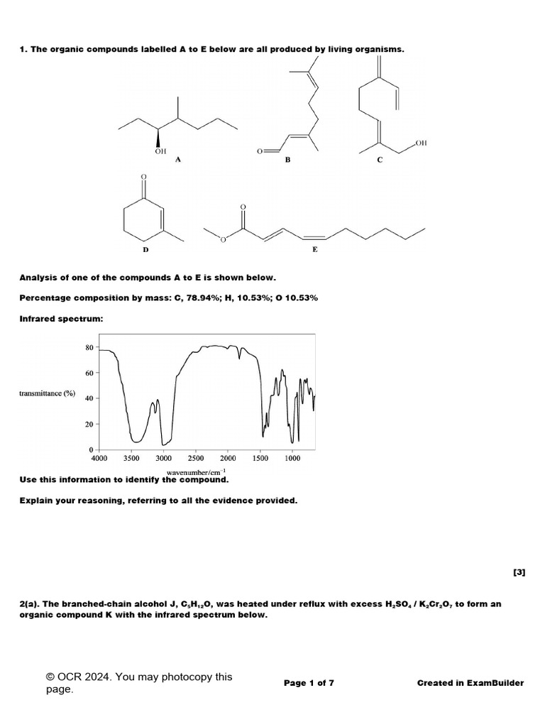 OCR AS Infra Red QS | PDF | Infrared Spectroscopy | Infrared