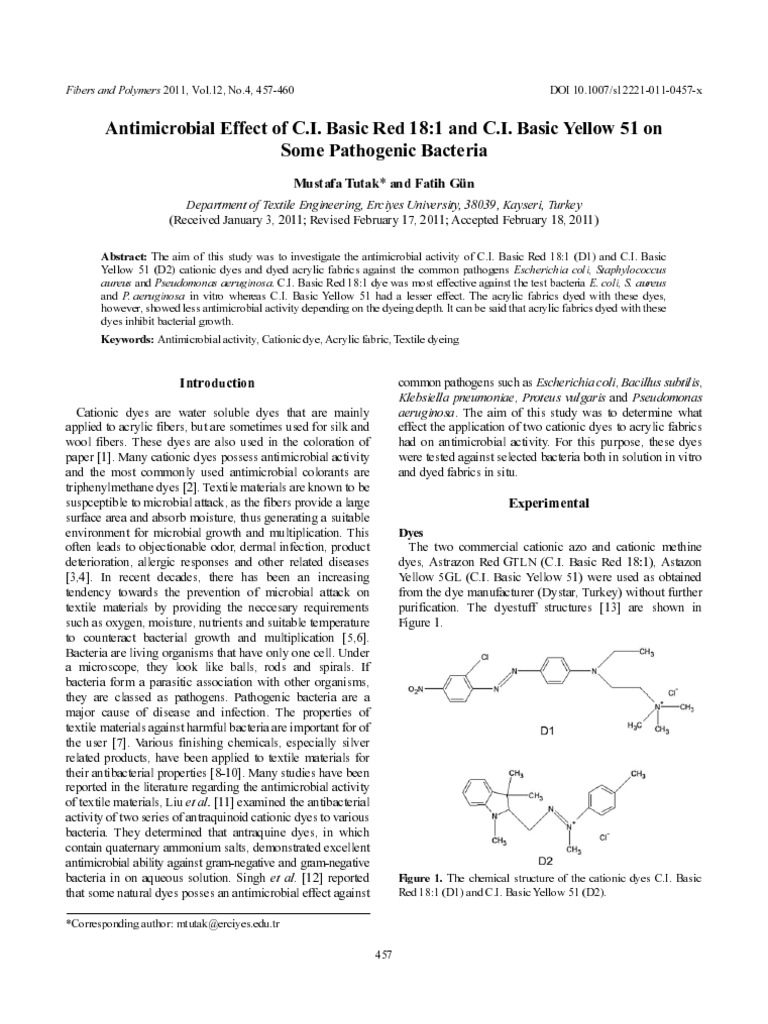 Antimicrobial Activity of Cationic Dyes | PDF | Science & Mathematics