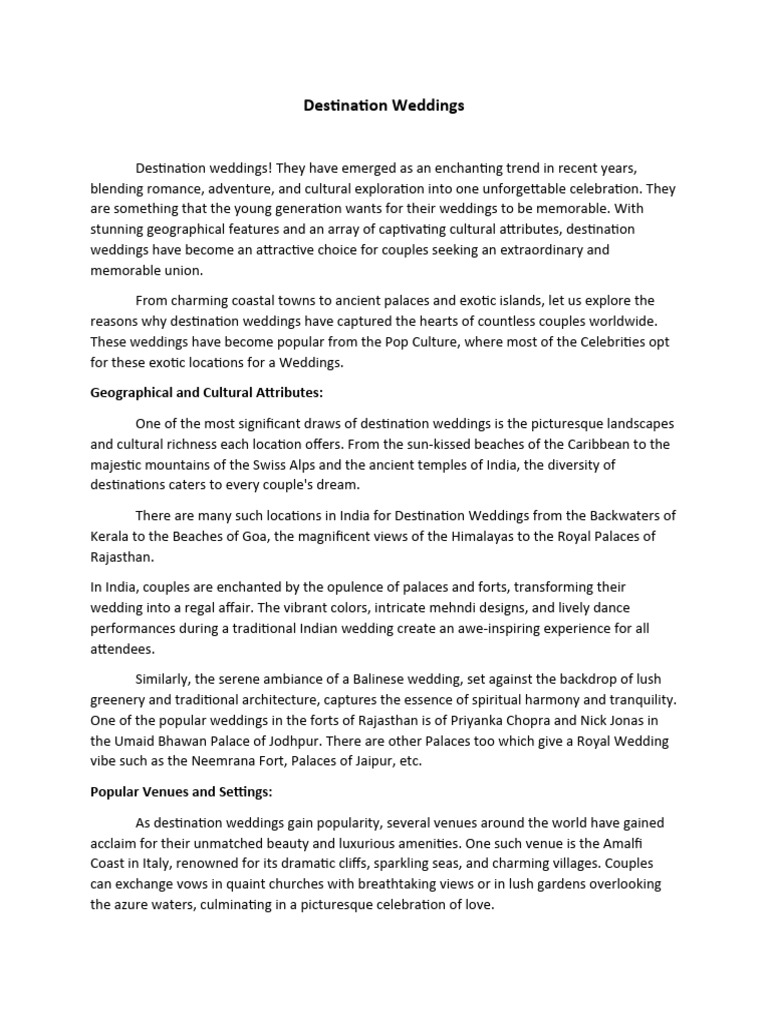 Destination Weddings | PDF | Social Science | Travel