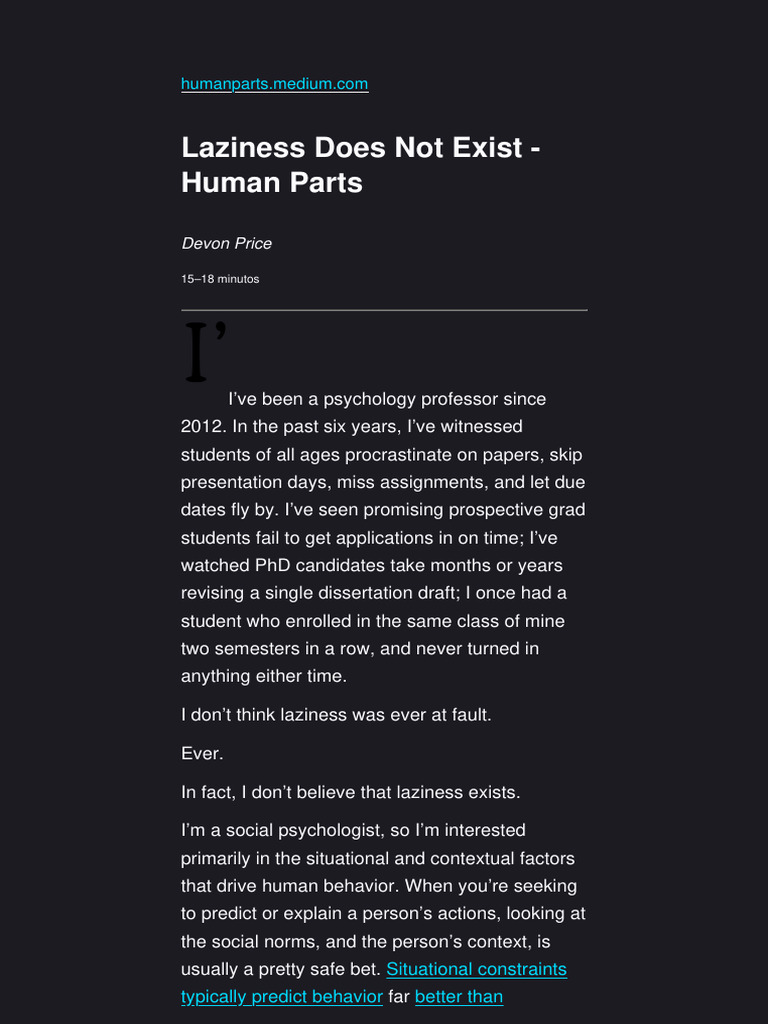 Laziness Does Not Exist - Devon Price | PDF | Mental Disorder ...