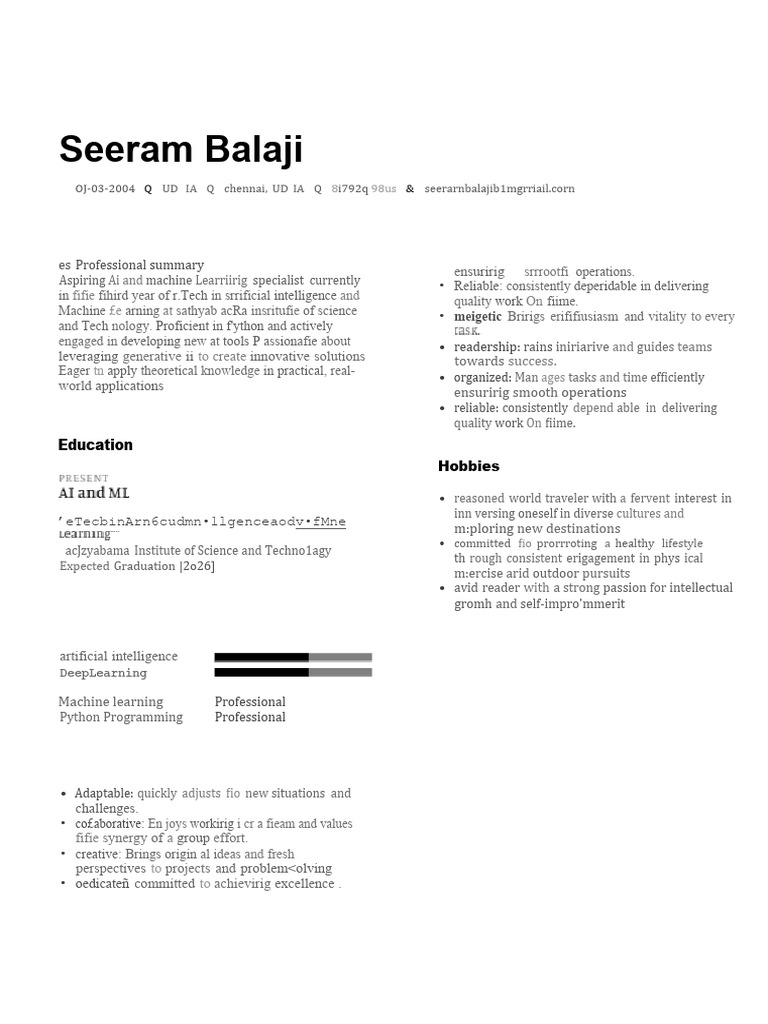 Balaji Resume | PDF | Artificial Intelligence | Intelligence (AI ...