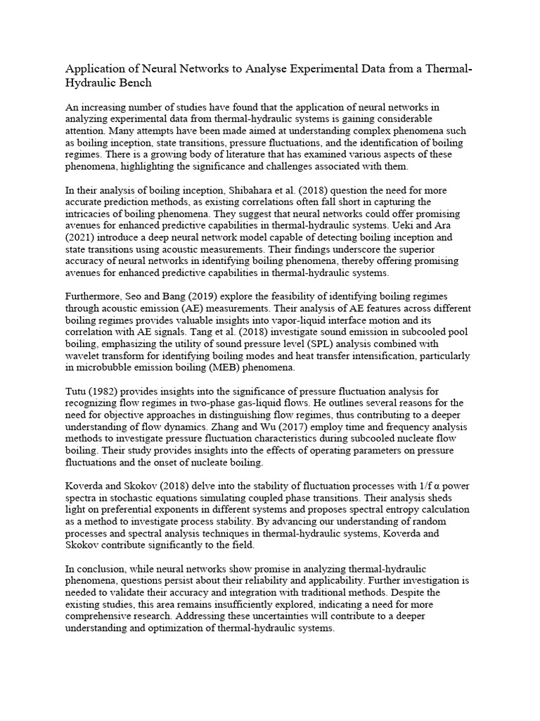 Application of Neural Networks To Analyse Experimental Data From A Thermal-Hydraulic Bench | PDF ...