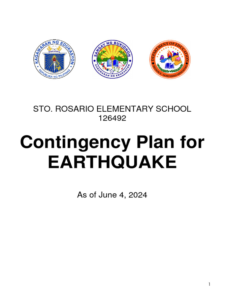 Sto. Rosario ES - Earthquake - Contigency Plan - 2024 | PDF | Hazards