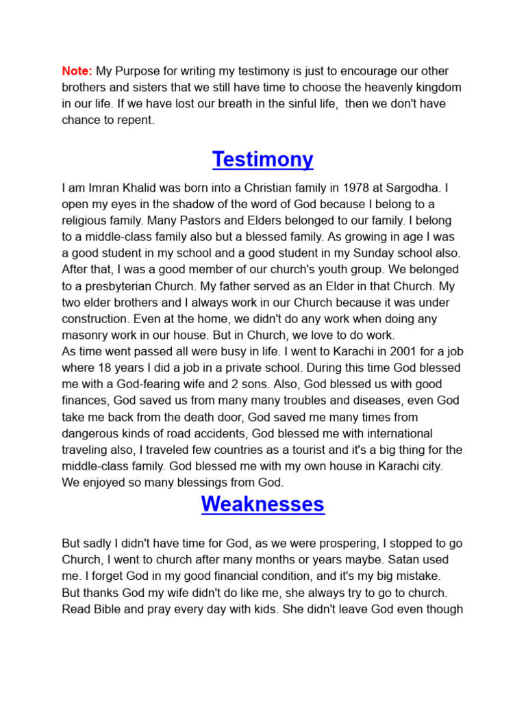 Testimony Pdf Jesus Prayer
