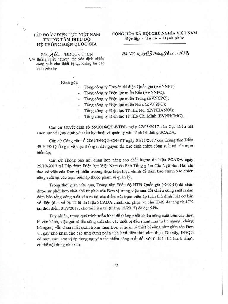 Thong Nhat Nguyen Tac Xac Dinh Chieu Cong Suat TB Bu, Khang Tai TBA | PDF