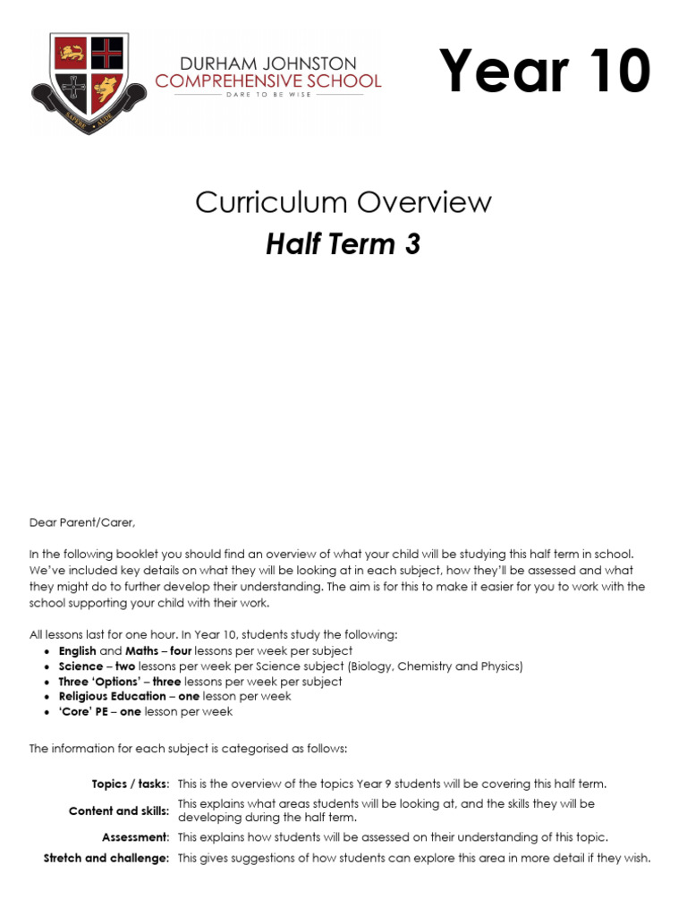Year 10 Half Term 3 Curriculum Guide | PDF | Grammatical Tense ...