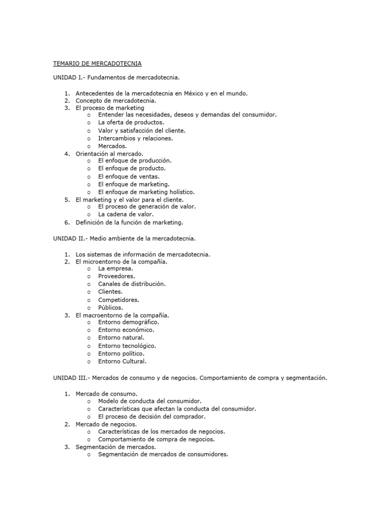 Temario De Mercadotecnia Descargar Gratis Pdf Marketing Mercado