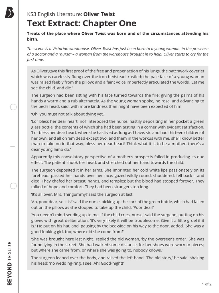 Chapter 1 Text Extract KS3 Olive Twist | PDF