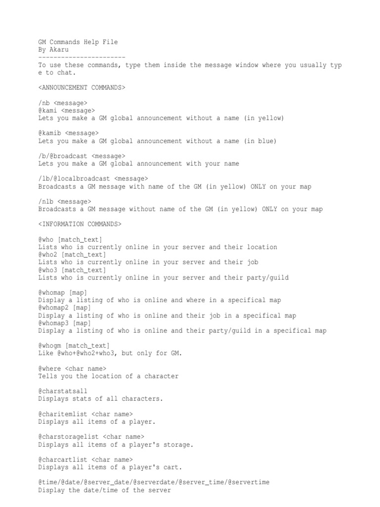 Gm Commands Pdf Gaming Role Playing Games 