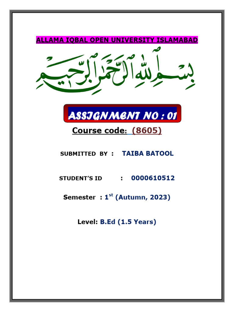 8605-1 Taiba Batool | PDF | Disciplines | Teachers