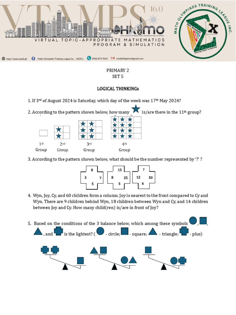 VTAMPS 16.0 P2 Set 5 Student's | PDF | Numbers | Mathematics
