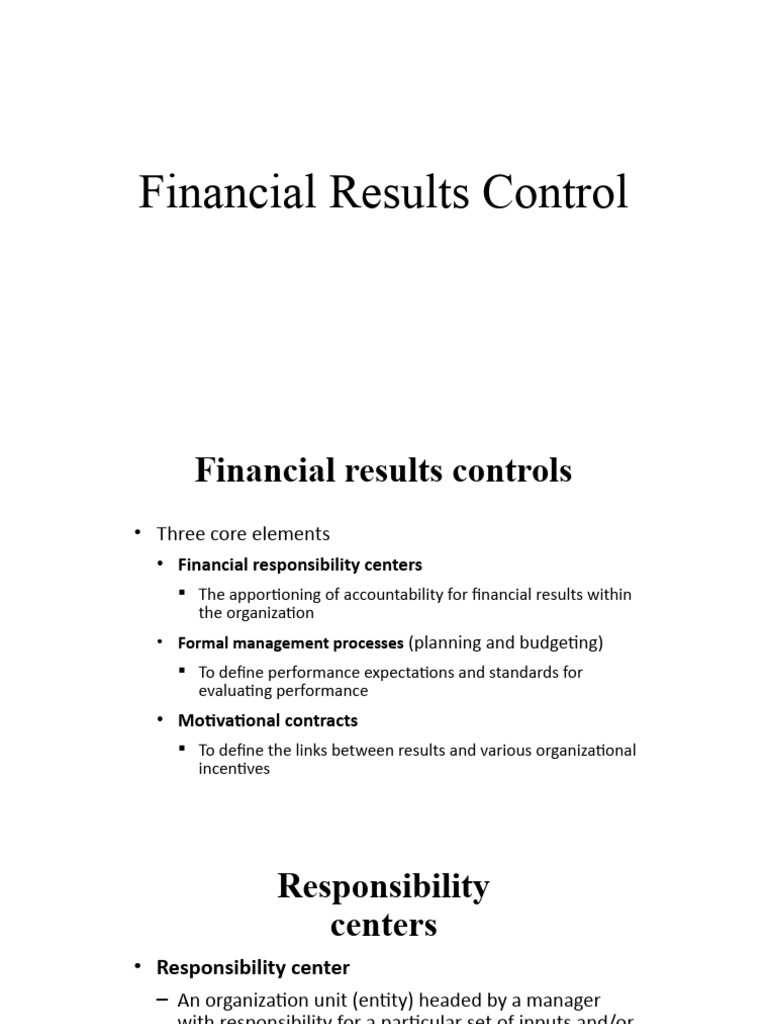 Financial Results Control Overview | PDF | Profit (Economics) | Prices