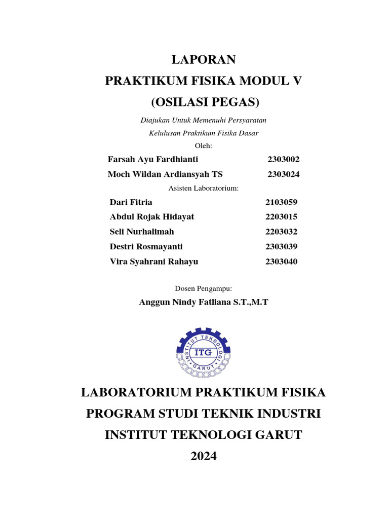 1715557752kel5 - Teknik Industri A - Modul V Osilasi Pegas.2 | PDF