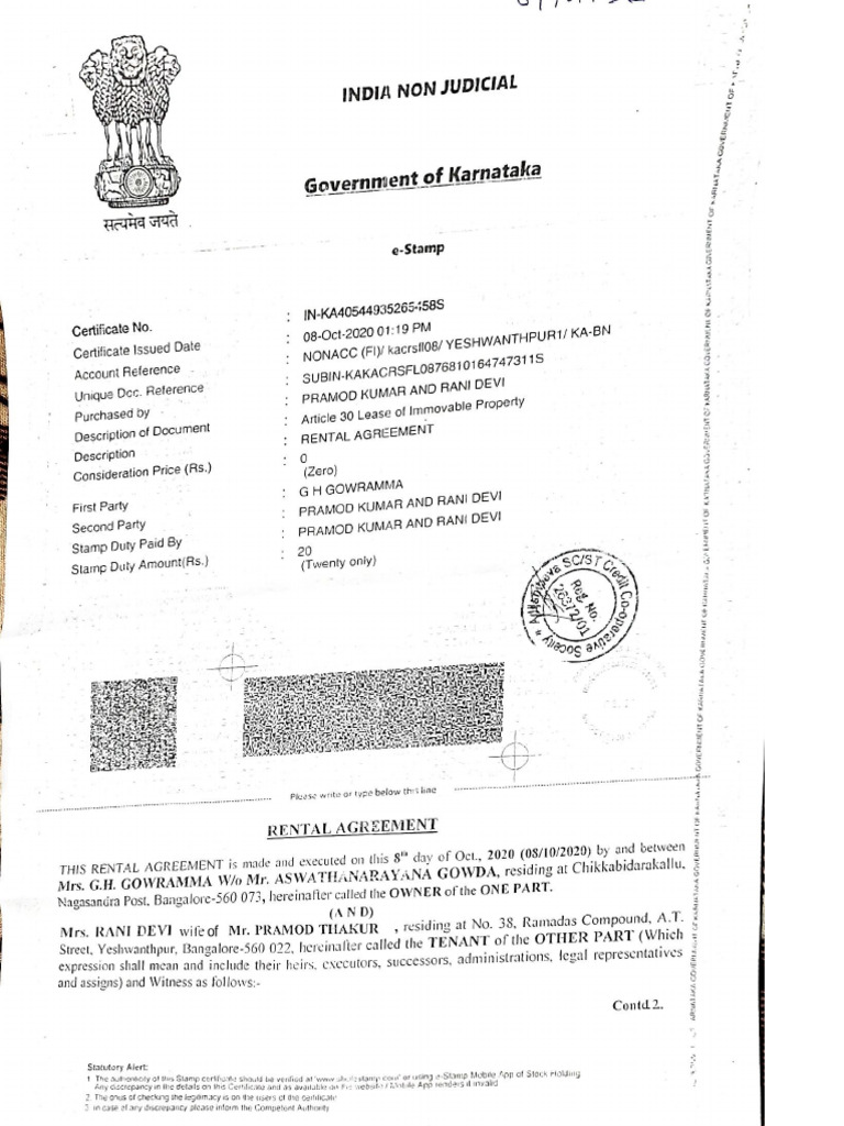 Rani Agreement | PDF