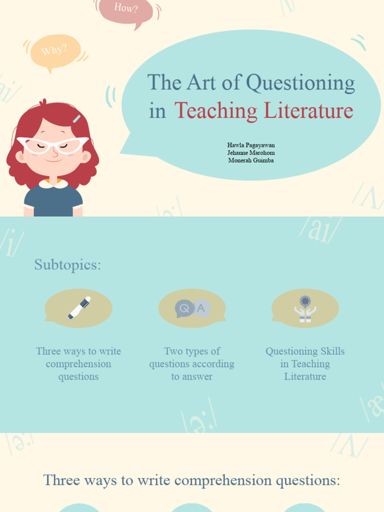 The Art of Questioning in Teaching Lit Part 1 | Download Free PDF ...