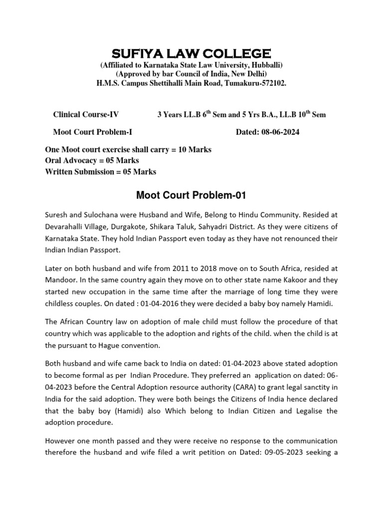 Moot Court Problem-08!06!2024 | PDF | Justice | Crime & Violence
