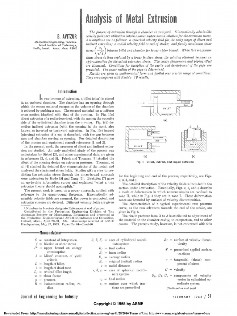 Extrusion 3 (Analysis) | PDF | Extrusion | Stress (Mechanics)
