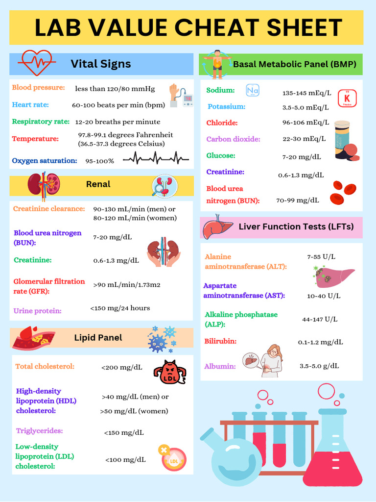 Lab Value Cheat Sheet (1) | PDF | Creatinine | Kidney