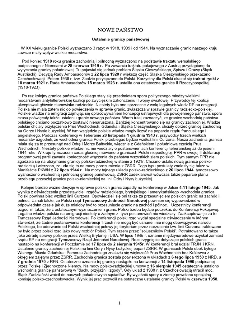 Historia Polski 1944 1989 Skrypt I | PDF