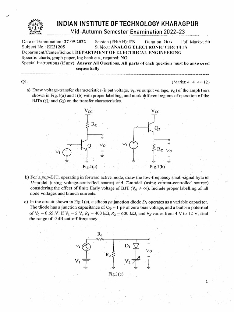 EE21205 Analog Electronic Circuits MA 2022 | PDF