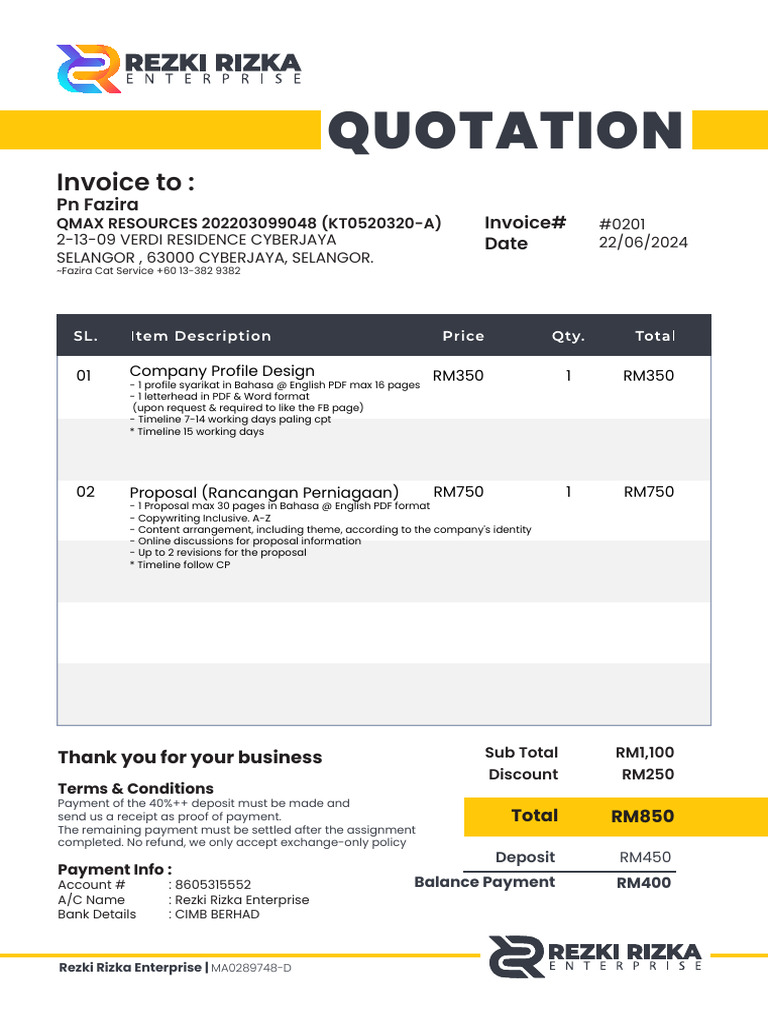 Rezki Rizka Invoice - 0201 | PDF