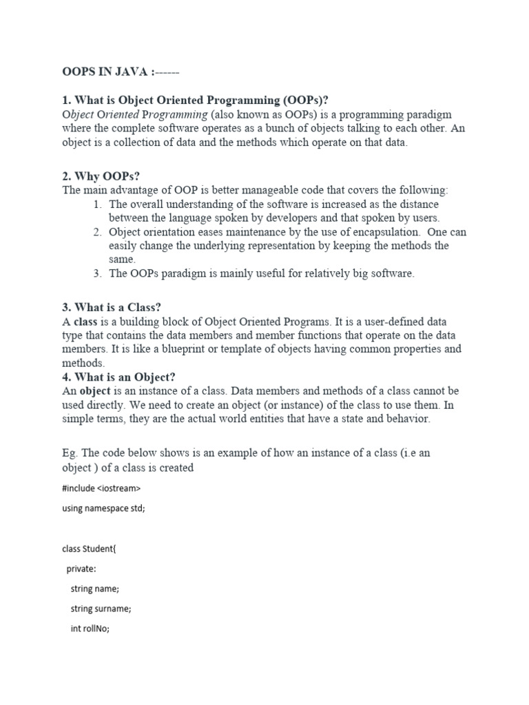 Oops in Java | PDF | Method (Computer Programming) | Object Oriented Programming