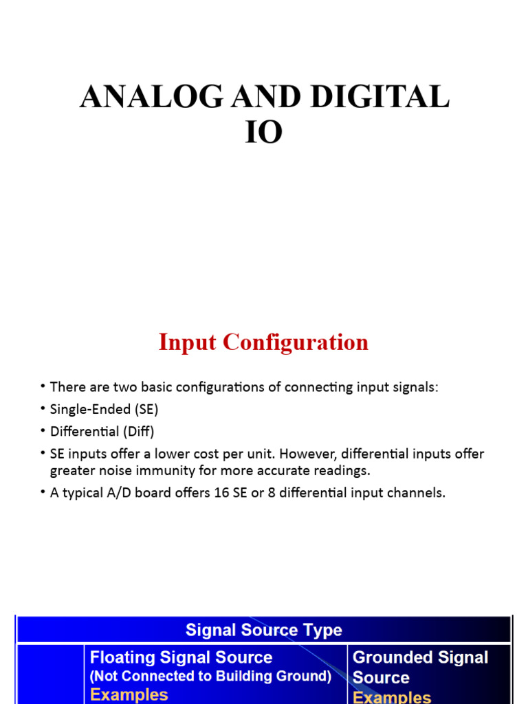 Analog vs Digital Input Configurations | PDF | Home & Garden