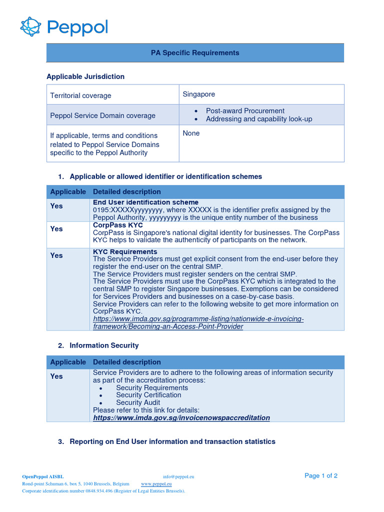 Singapore Peppol Authority Specific Requirement | PDF | Information ...
