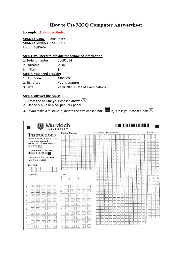 How To Use MCQ Computer Answersheet | PDF