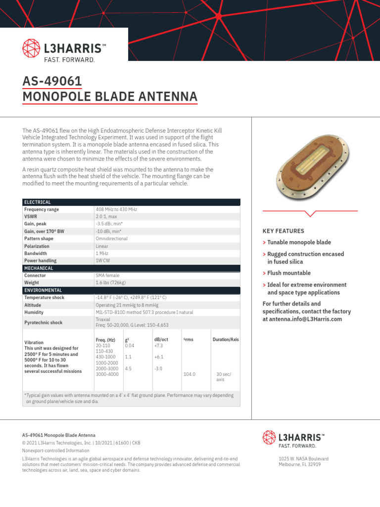 AS-49061 Monopole Blade Antenna Specs | PDF | Antenna (Radio ...