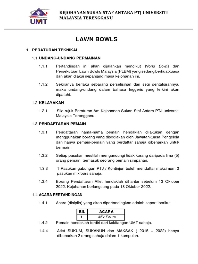 Syarat Boling Padang PTJ 22' | PDF