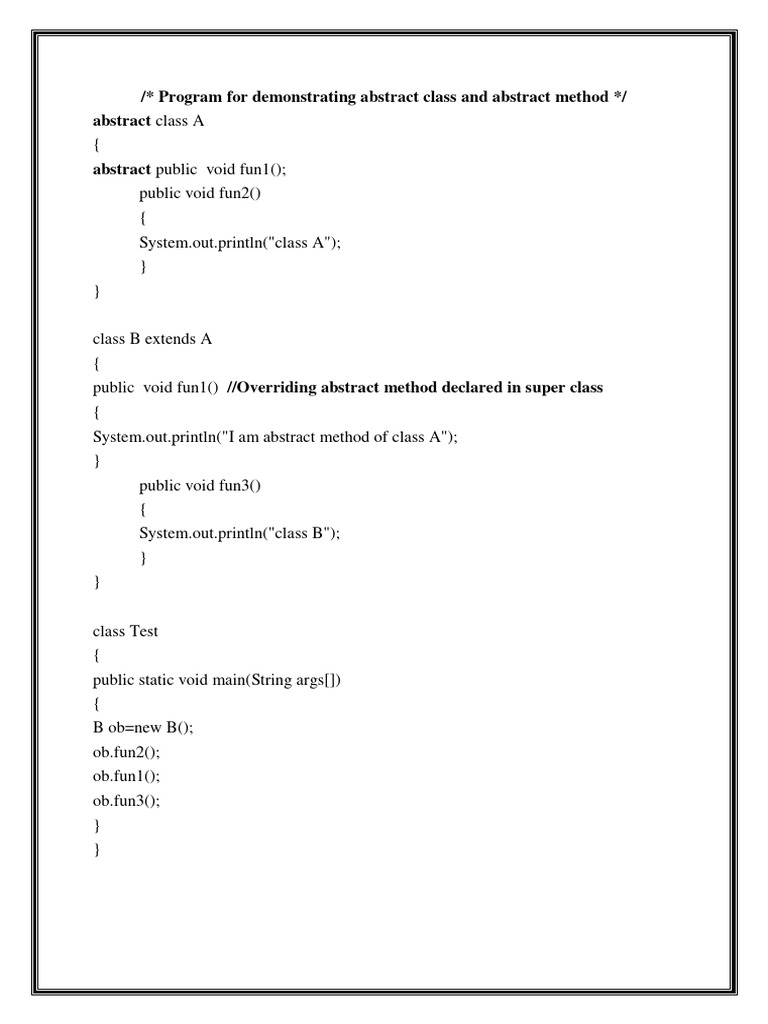 Abstract Class and Abstract Method | PDF | Teaching Methods & Materials ...