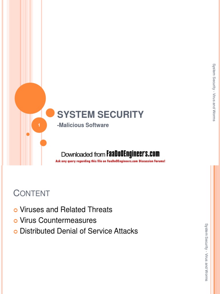 System Security-Virus and Worms | PDF | Computer Virus | Denial Of Service Attack