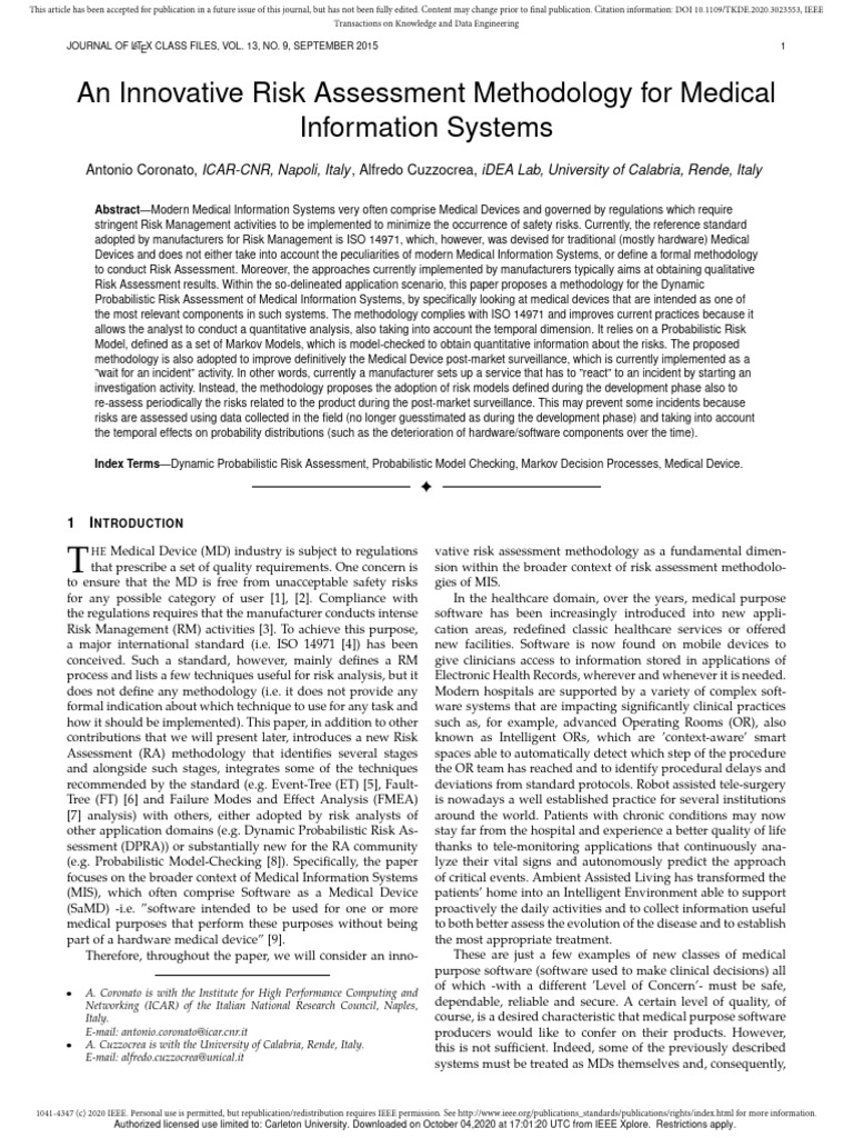 An Innovative Risk Assessment Methodology For Medical Information ...