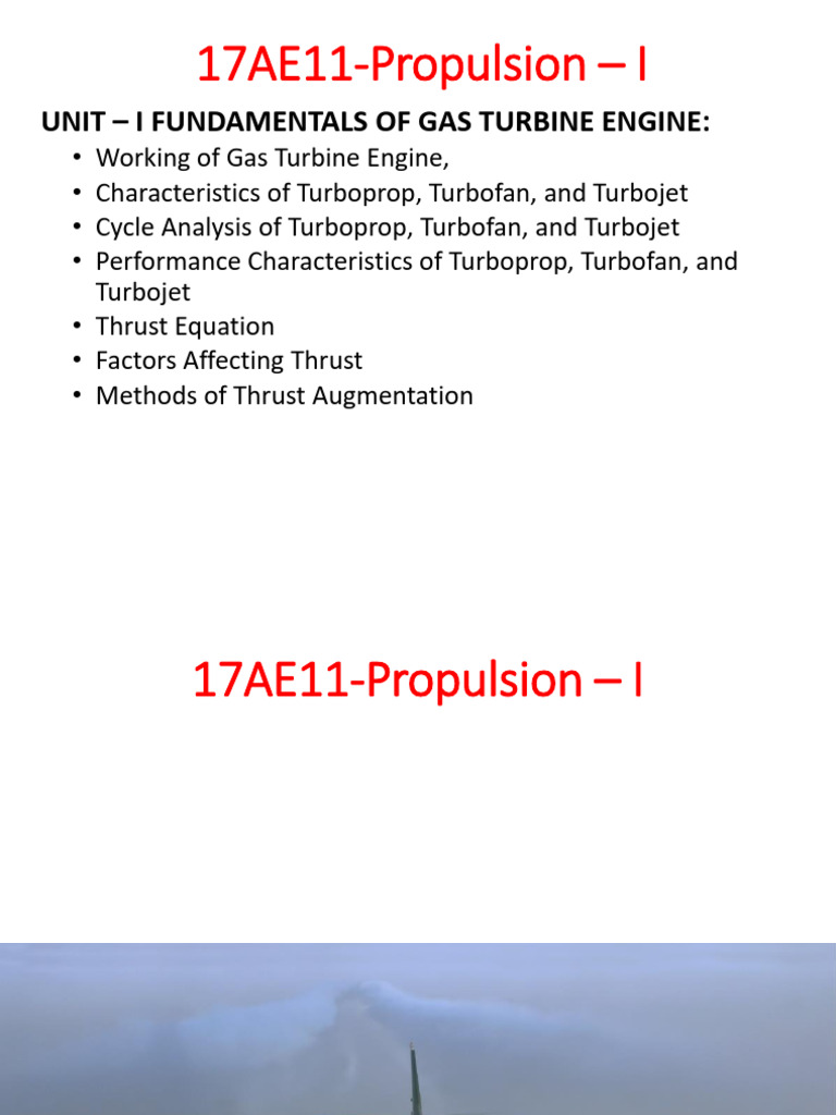 17AE11-Propulsion - I UNIT-I Fundamentals of Jet Propulsion | PDF | Jet Engine | Thrust