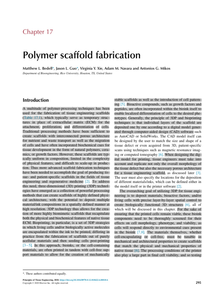 5 1 Chapter 17. Polymer Scaffold Fabrication (1) | PDF | Tissue ...