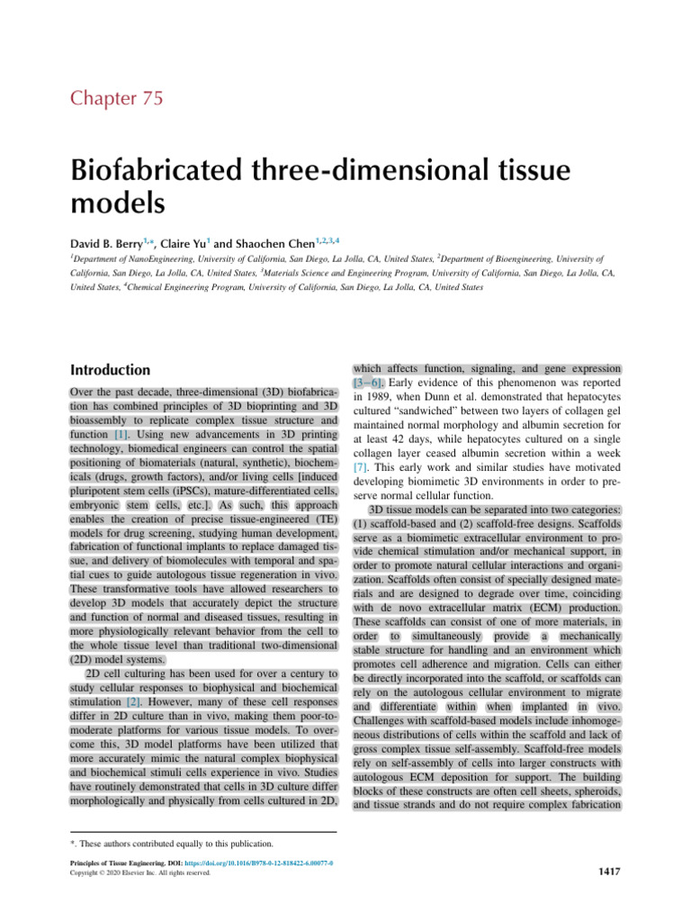 5 5 Chapter 75. Biofabricated Three Dimensional Tissue Models | PDF ...