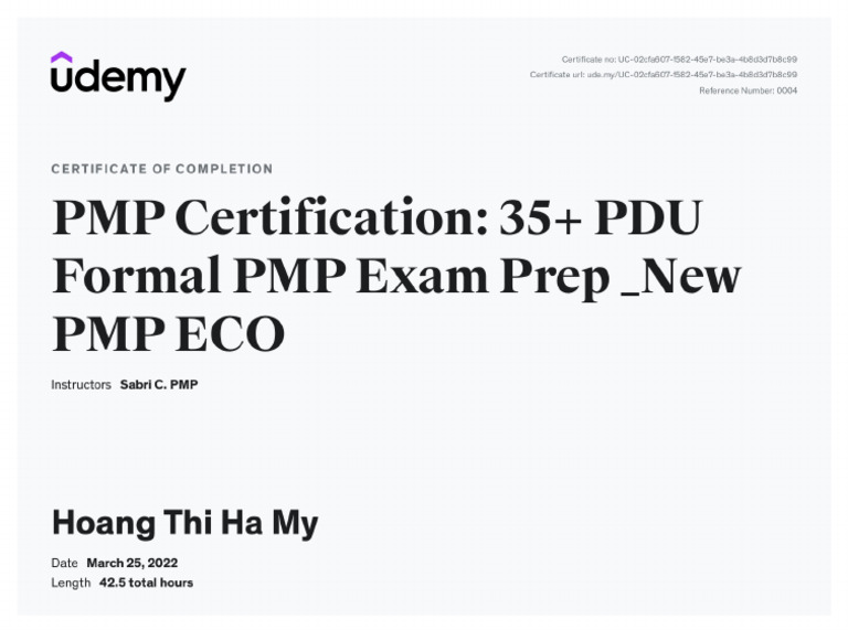 PMP Certificate 35+ PDU | PDF