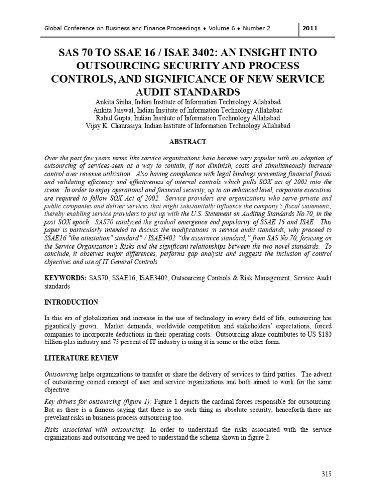 Sas 70 To Ssae 16 / Isae 3402: An Insight Into Outsourcing Security and ...