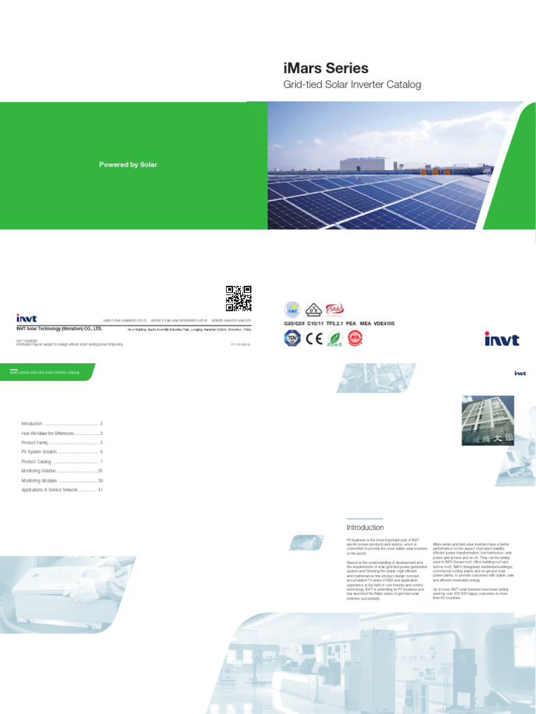 INVT IMars Grid Tied Solar Inverter Catalog | PDF | Photovoltaics ...