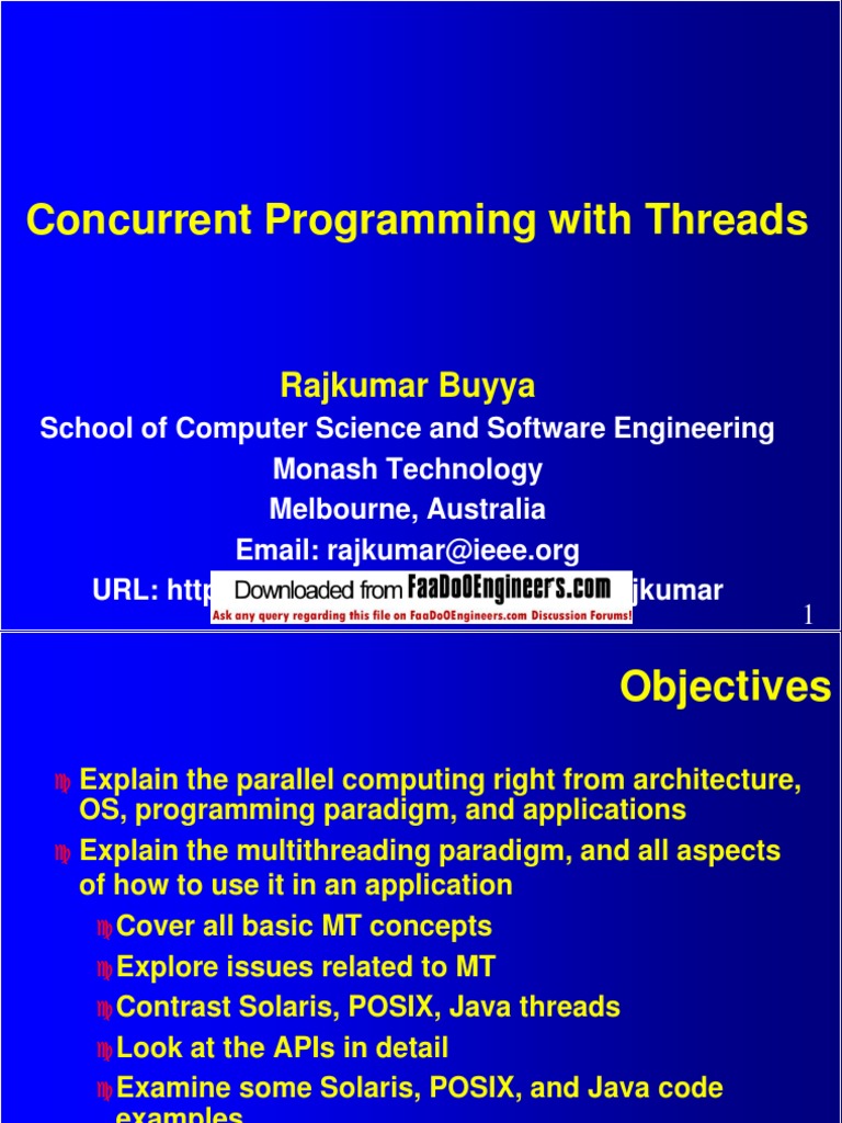 Concurrent Programming With Threads: Rajkumar Buyya | PDF
