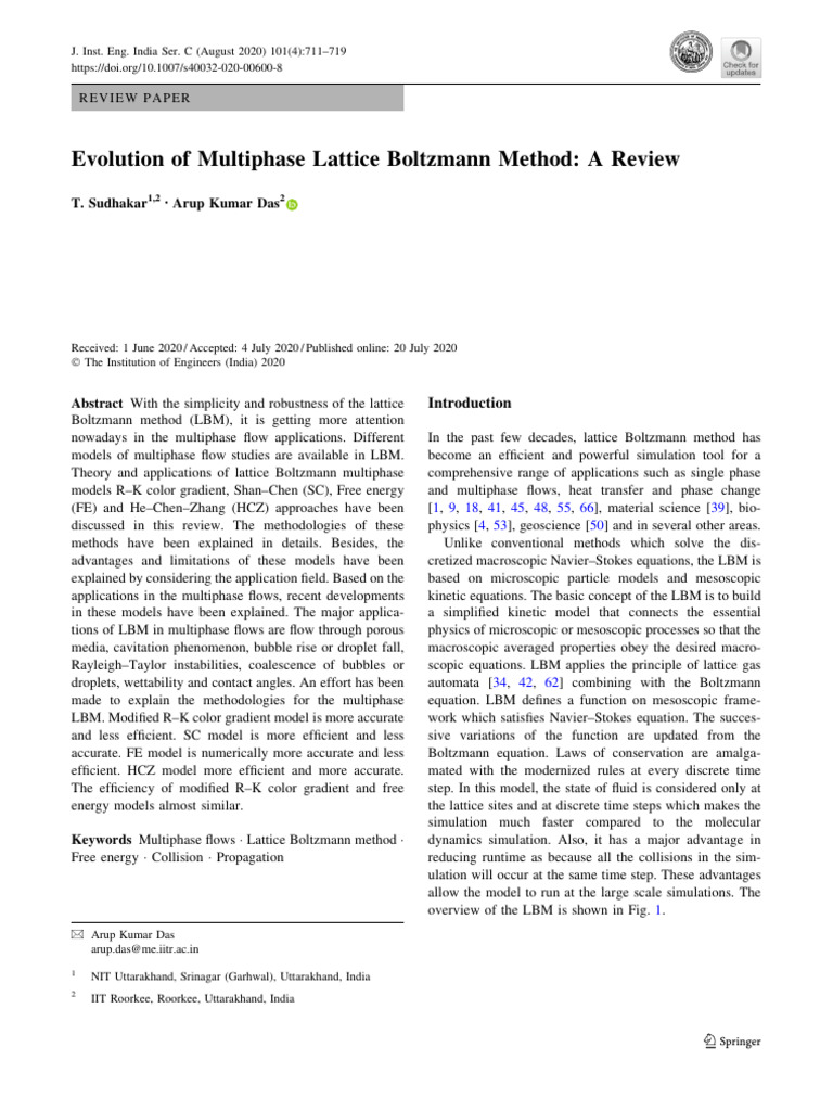 Evolution of Multiphase Lattice Boltzmann Method: A Review | PDF | Soft Matter | Physics