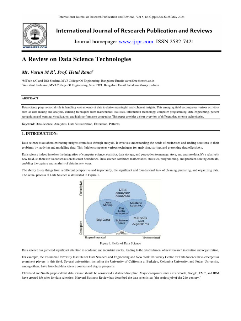 A Review On Data Science Technologies | PDF | Data Science | Apache Hadoop