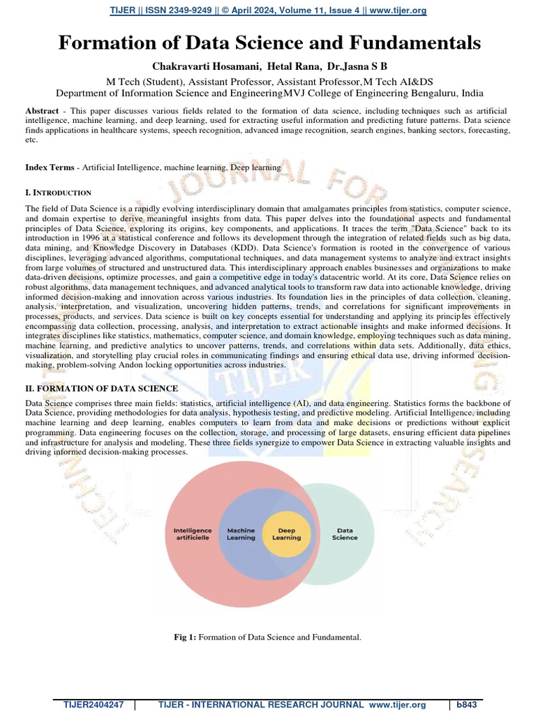 Formation Of Data Science And Fundamentals Pdf Machine Learning