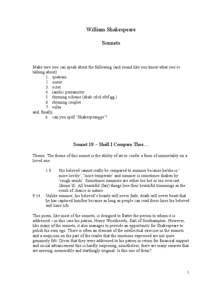 William Shakespeare's Sonnets | PDF | Shakespeare's Sonnets | Sonnets