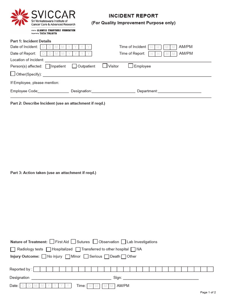 182 Incident Reporting Form | PDF | Patient | Safety